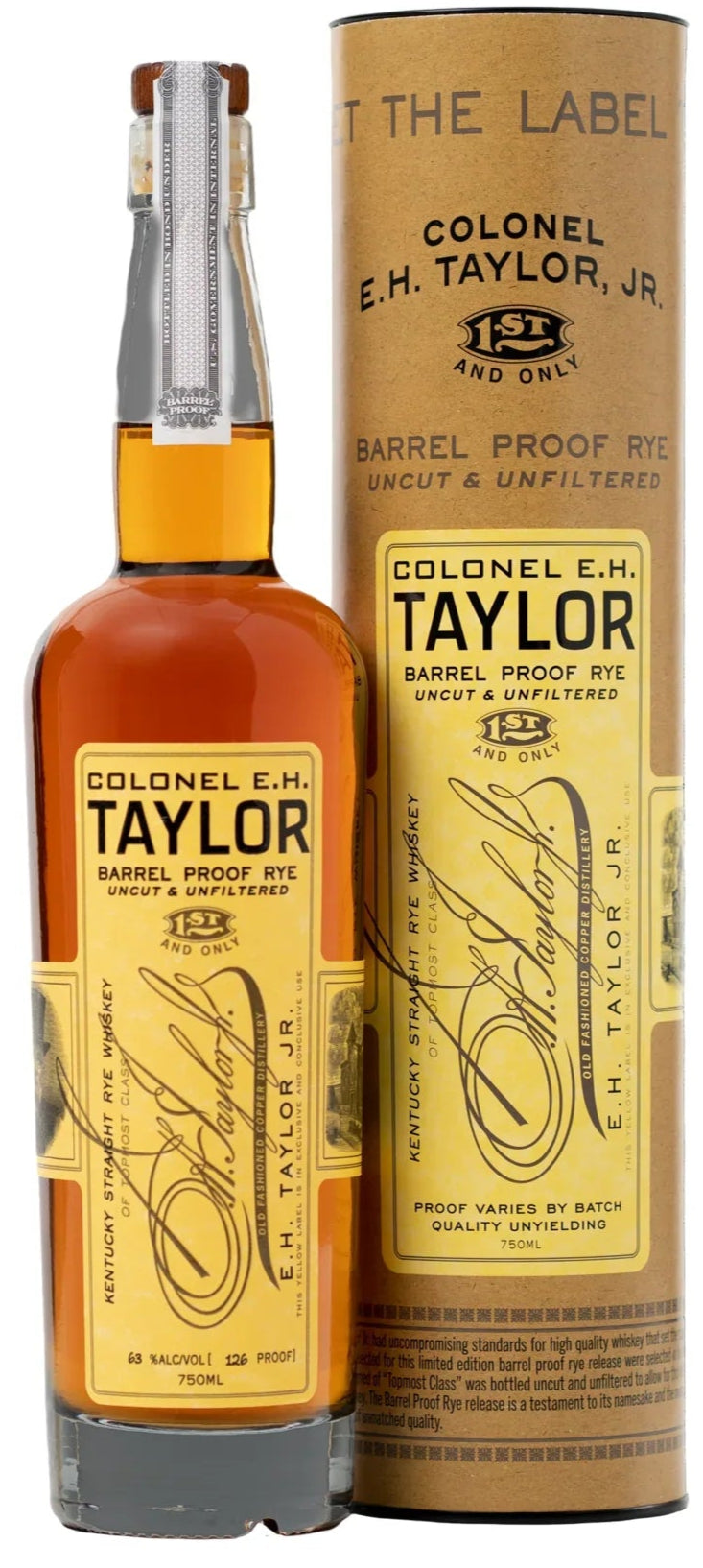 Colonel E.H. Taylor Barrel Proof Rye Whiskey 126 Proof. Very limited I ...