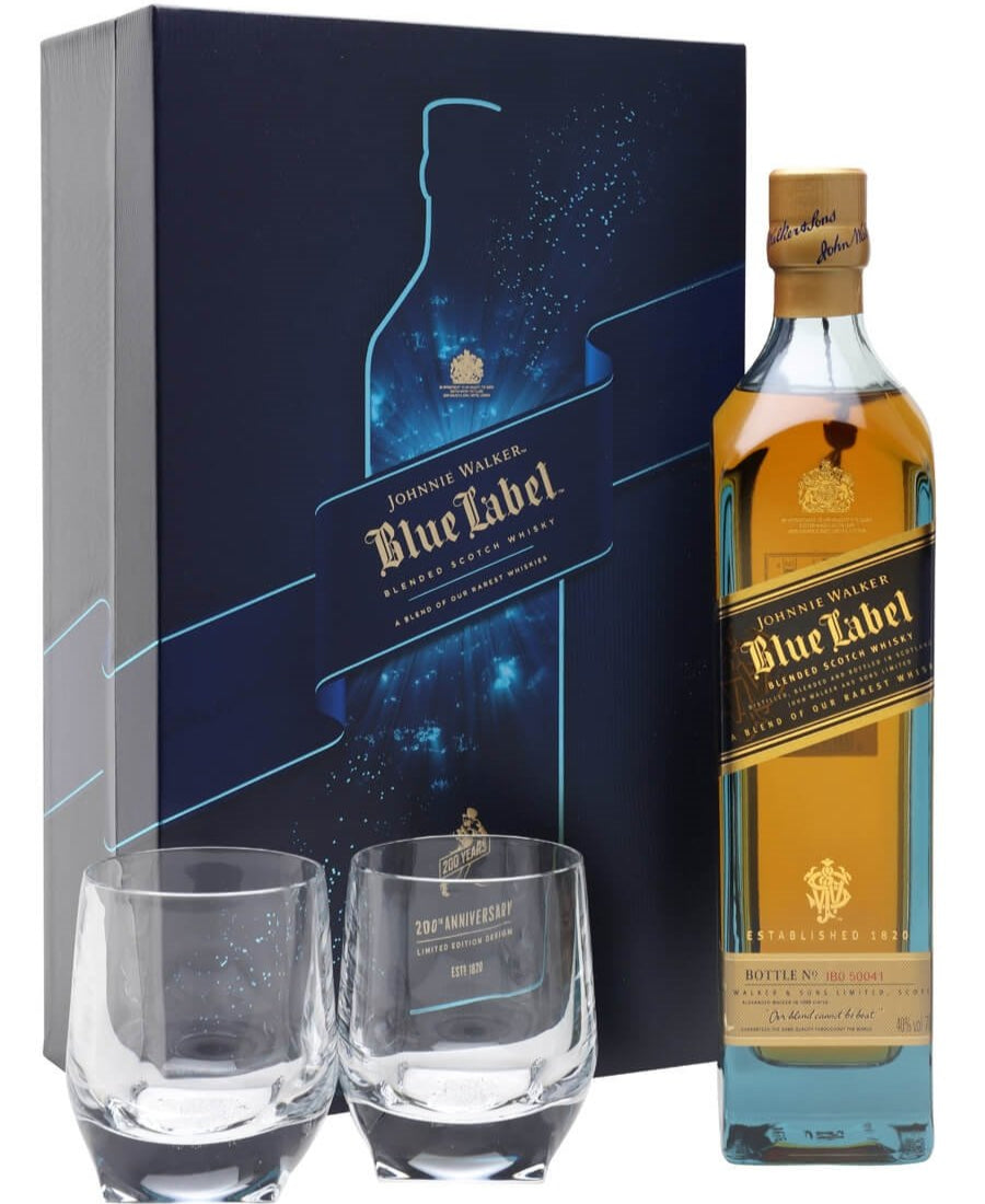 Whisky escocés Johnnie Walker Blue Label con 2 vasos – Ly's Liquor